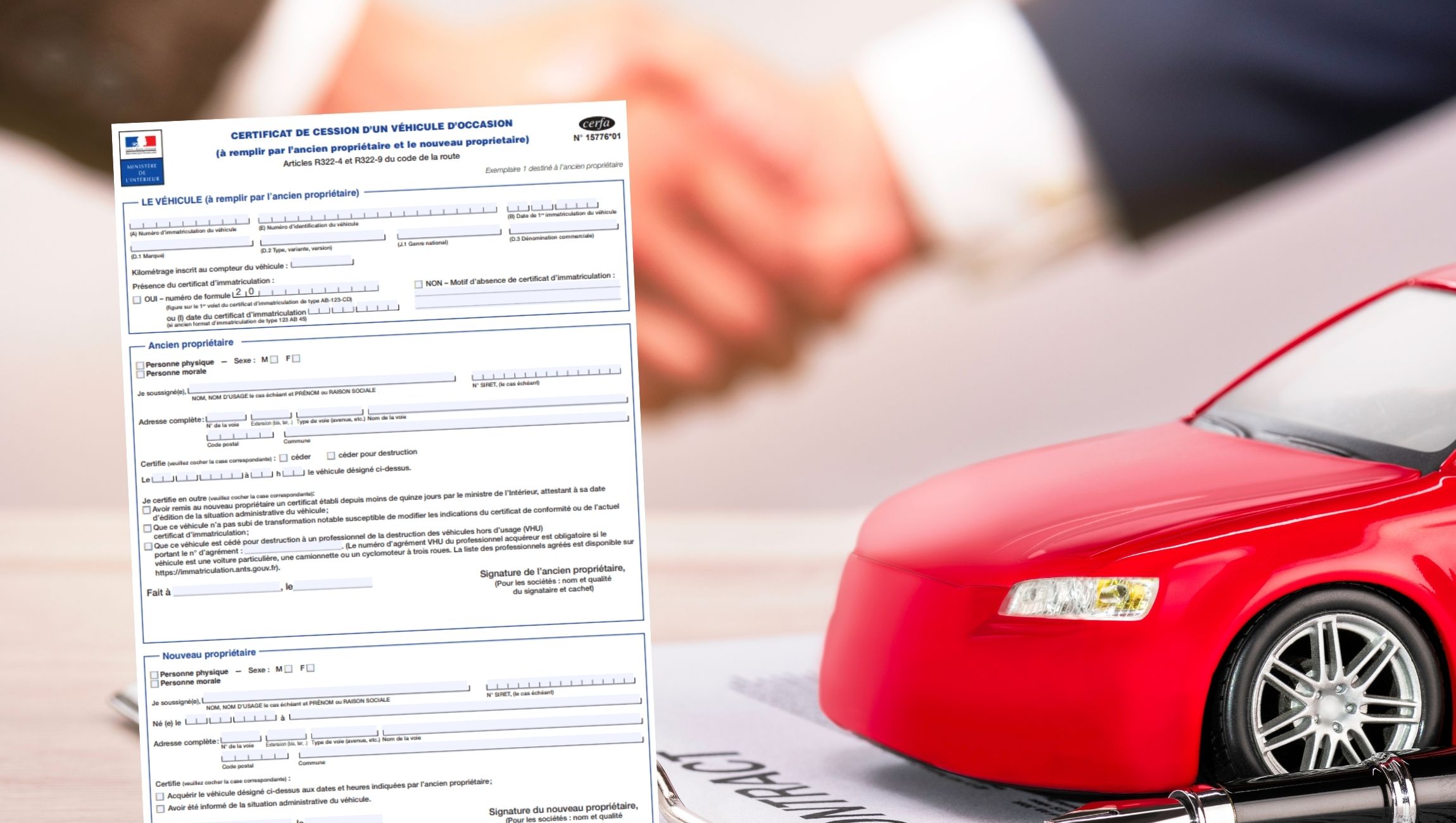 Certificat de cession voiture PDF à imprimer / remplir pour vente